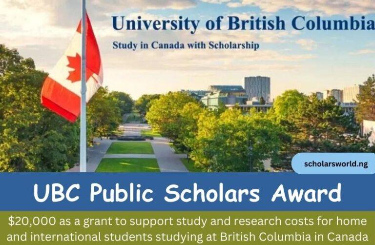 UBC Public Scholars Award Canada 2025 (University of British Columbia ...