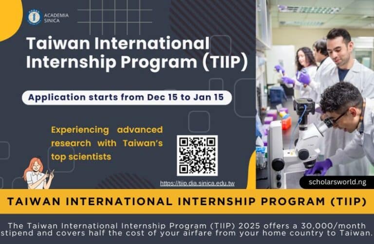 Taiwan International Internship Program (TIIP) 2025: Fully Funded - Scholars World