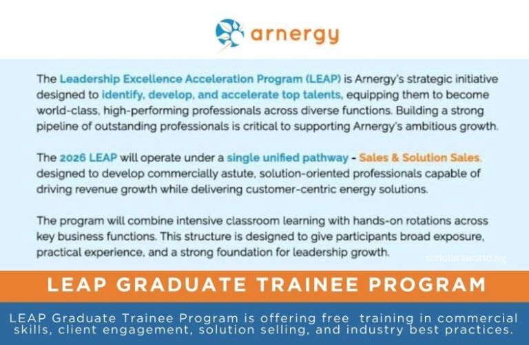 LEAP Graduate Trainee Program 2026 - Scholars World